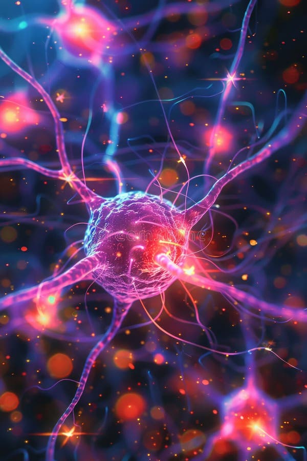 Purple and Blue Neurons Close Up Stock Illustration - Illustration of ...