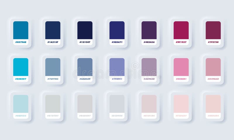 Purple and Blue Pastel Colour Palette. Vector. Catalog Samples Purple ...