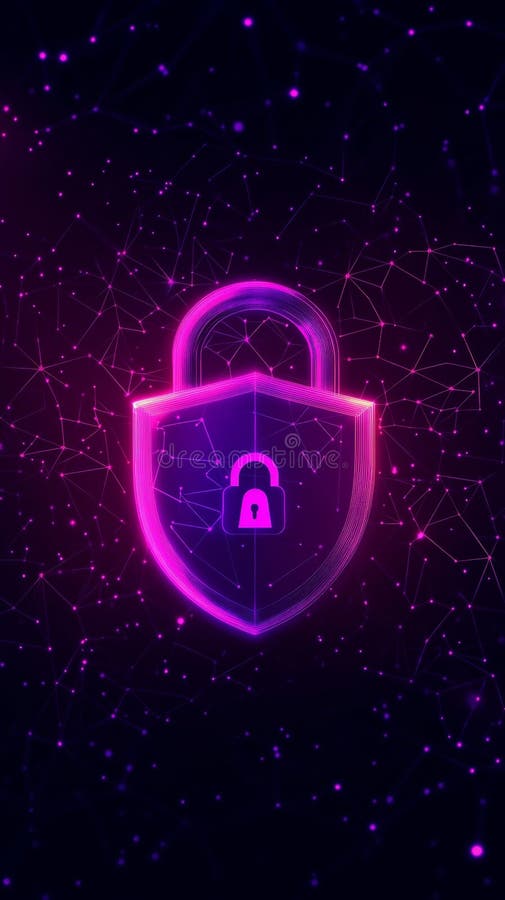 A Purple and Blue Shield with a Lock on it Stock Illustration ...