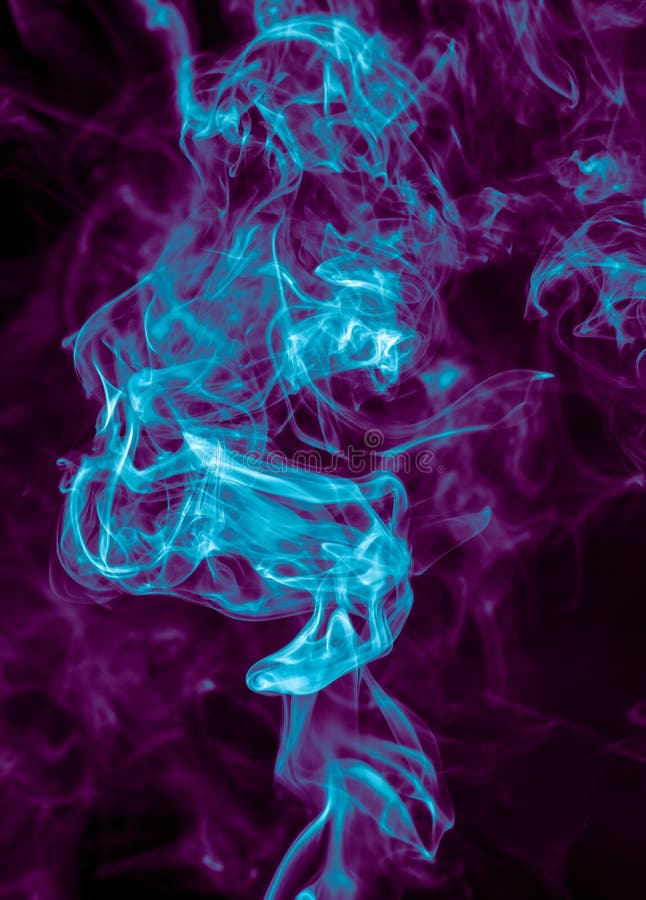 Purple and Blue Smoke Isolated on Black Background. Abstraction Stock ...