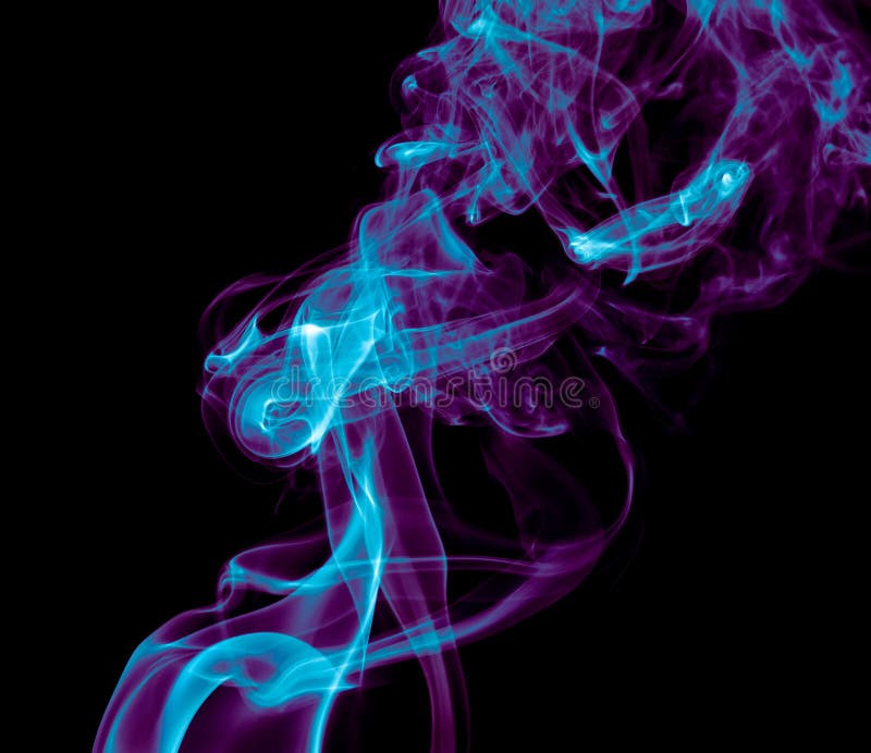 Purple and Blue Smoke Isolated on Black Background. Abstraction Stock ...