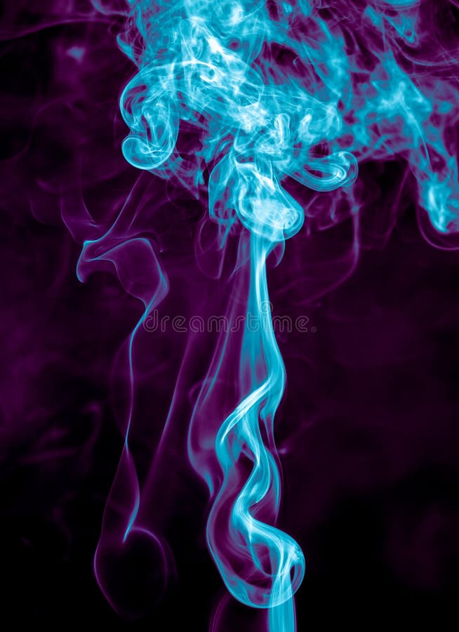 Purple and Blue Smoke Isolated on Black Background. Abstraction Stock ...