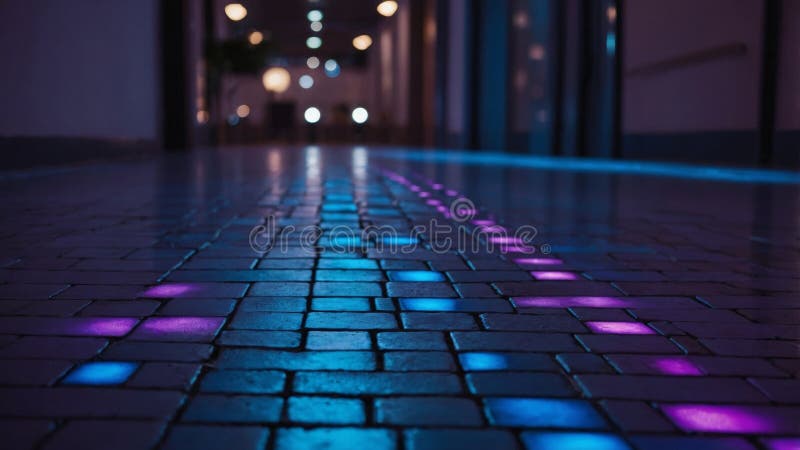 A Purple and Blue Spot Lights on a Tiled Floor. Stock Photo - Image of ...