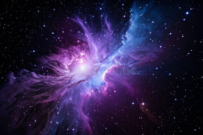 Purple and Blue Star Explosion in Space on Black Background Stock ...