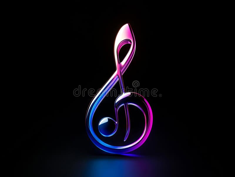 A Purple and Blue Treble Clef on a Black Background Stock Illustration ...