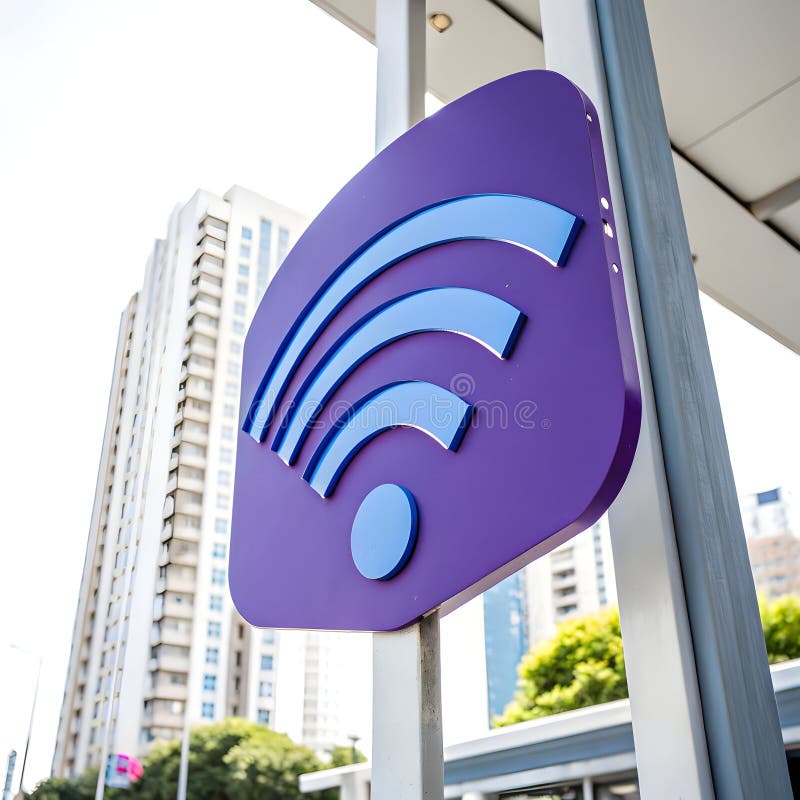 Purple and Blue Wifi Icon stock illustration. Illustration of network ...