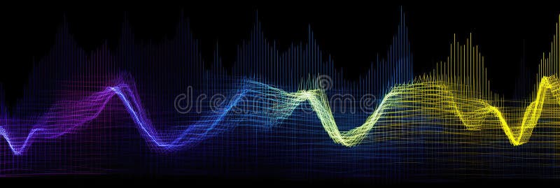 Purple Blue Yellow a Digital Representation of Sound Waves in an Array ...