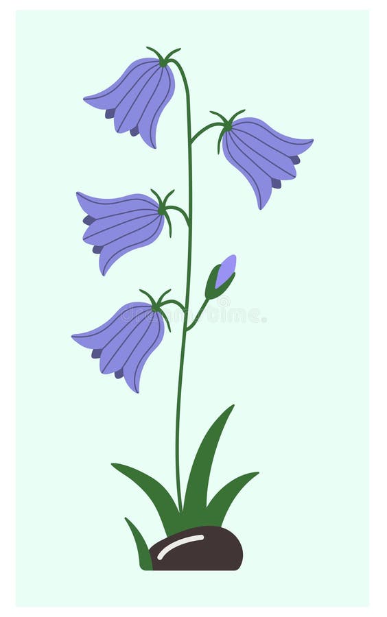Purple Bluebell, Spring Motif in Flat Style Stock Illustration ...