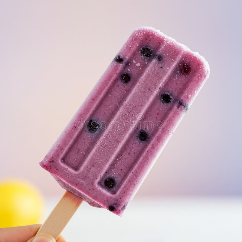 Purple Blueberry Popsicle on Wooden Stick Stock Illustration ...