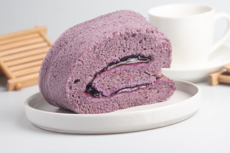 Purple Blueberry Roll Cake Dessert Stock Image - Image of colourful ...