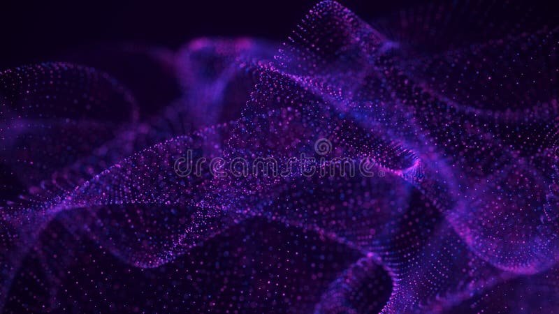 Purple Bokeh Wave. Data Flow with Lighting Dots. Big Data Stream ...