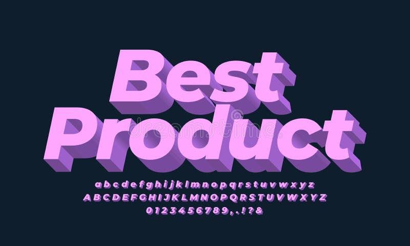 Purple Bold 3d Font Effect or Text Styles Design Stock Vector ...