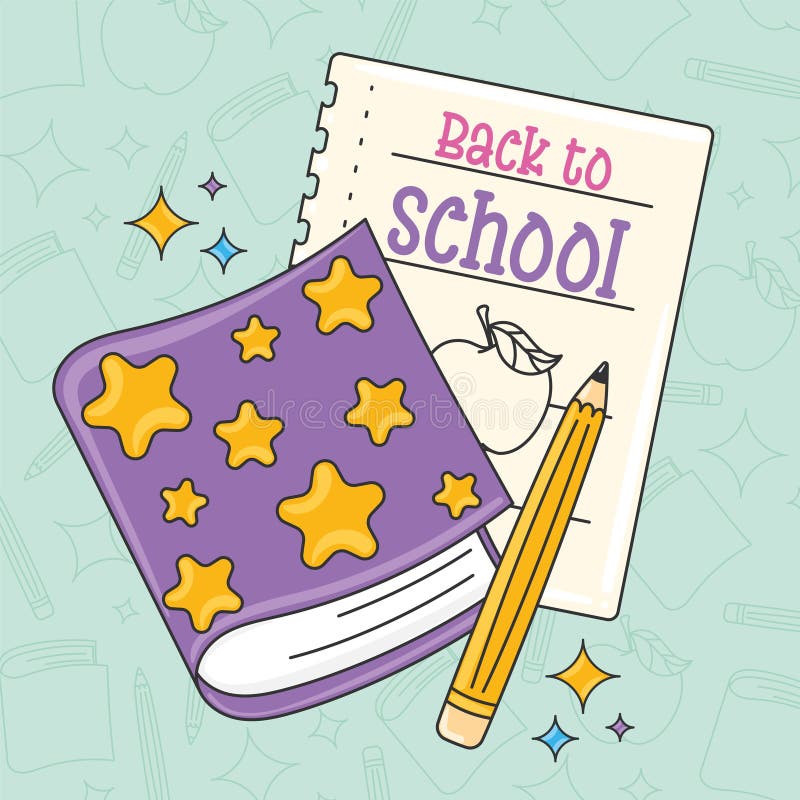 Purple Book with Stars and Back To School Note Vector Stock Vector ...
