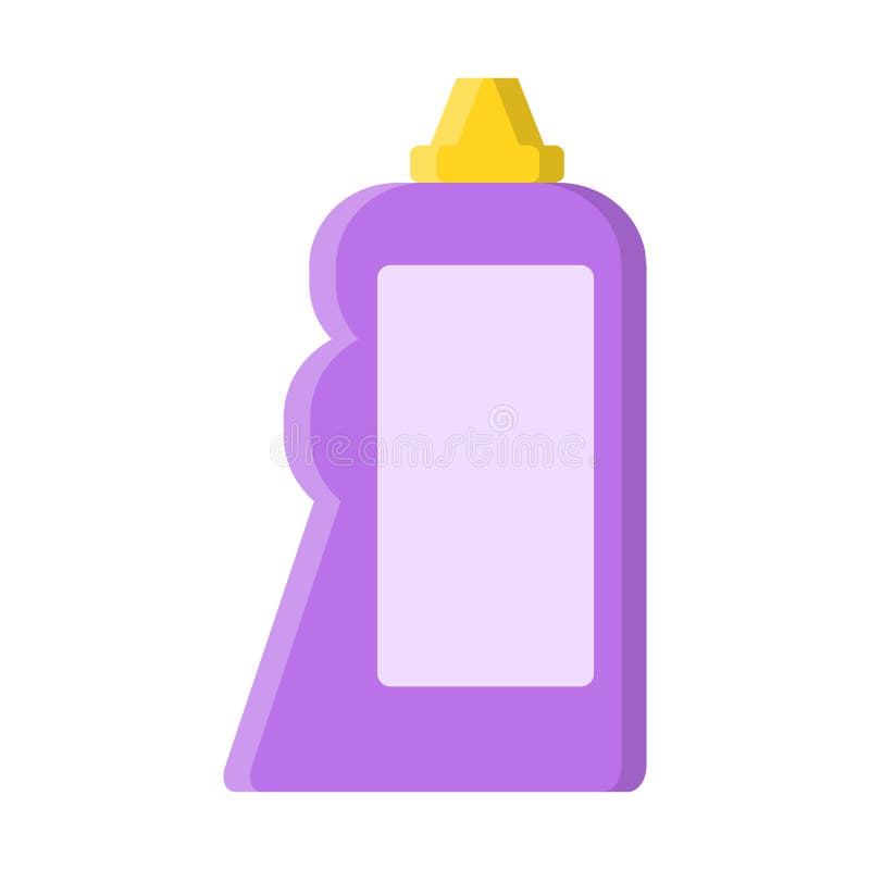 Purple Bottle with Liquid Cleaner in Flat Style on White, Stock Vector ...