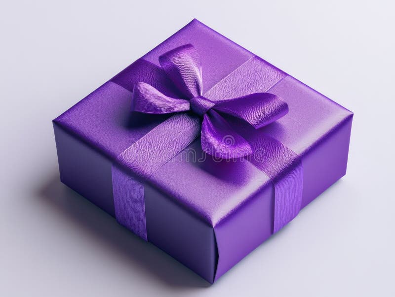 Purple Box with a Bow on Top of it Stock Photo - Image of paper, xmas ...