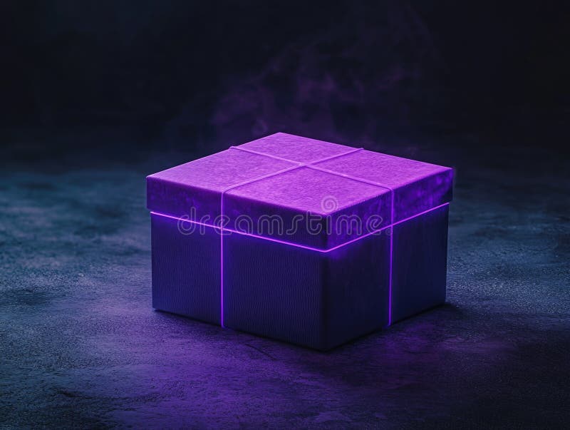 Purple Box on Table stock photo. Image of packaging - 388082154