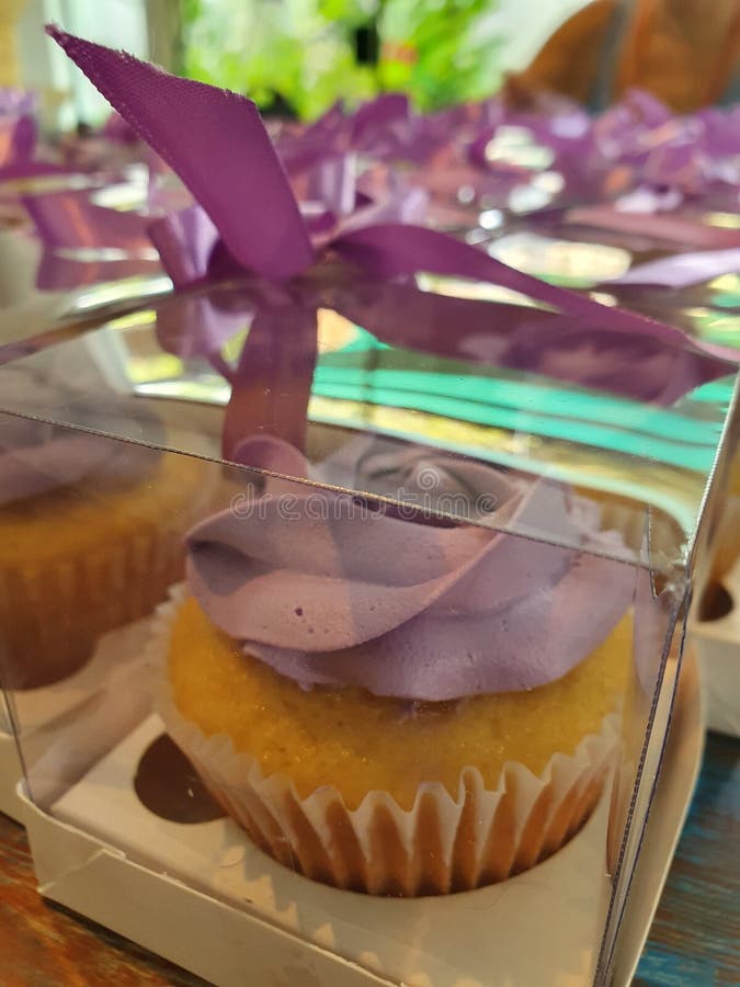 Purple boxed cupcakes stock image. Image of cuisine - 220767001