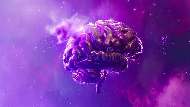 A purple brain in space stock photo. Image of brain - 324811484
