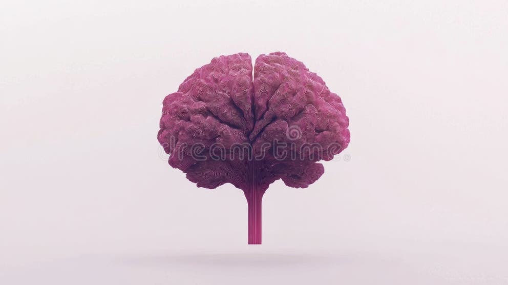 A Purple Brain with a Stem. Stock Photo - Image of manner, text: 374122170