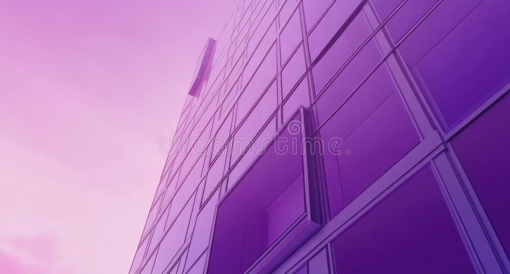 A Purple Building Facade with Windows a Purple Sky Stock Illustration ...