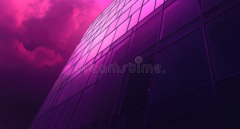 A Purple Building Facade with Windows a Purple Sky Stock Illustration ...