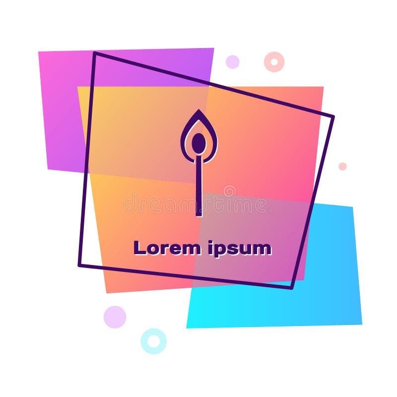 Purple Burning Match with Fire Icon Isolated on White Background. Match ...