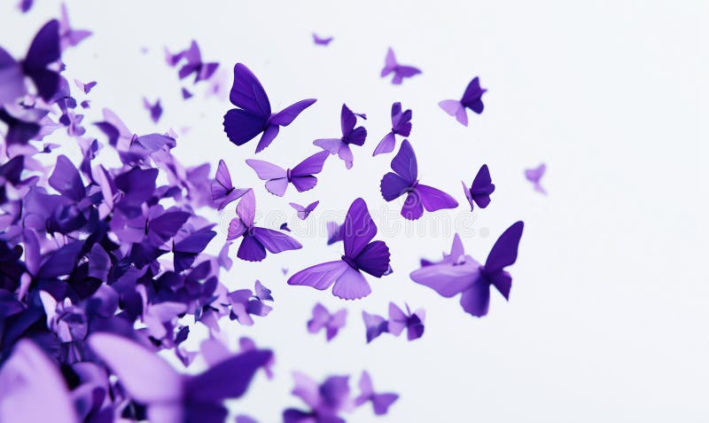Purple Butterflies in Dynamic Flight Creating a Beautiful Abstract ...