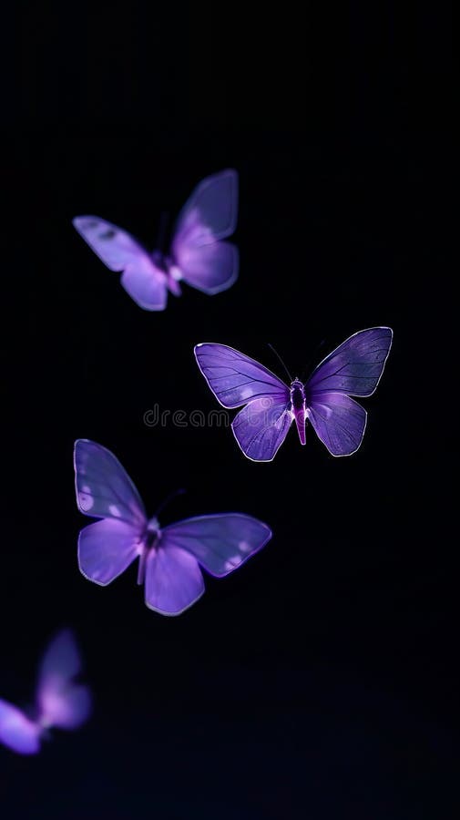 Purple Butterflies Flying in the Dark Stock Image - Image of generated ...