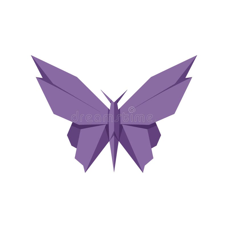 Purple Butterfly with Geometric Wings in Minimal Flat Design Style ...