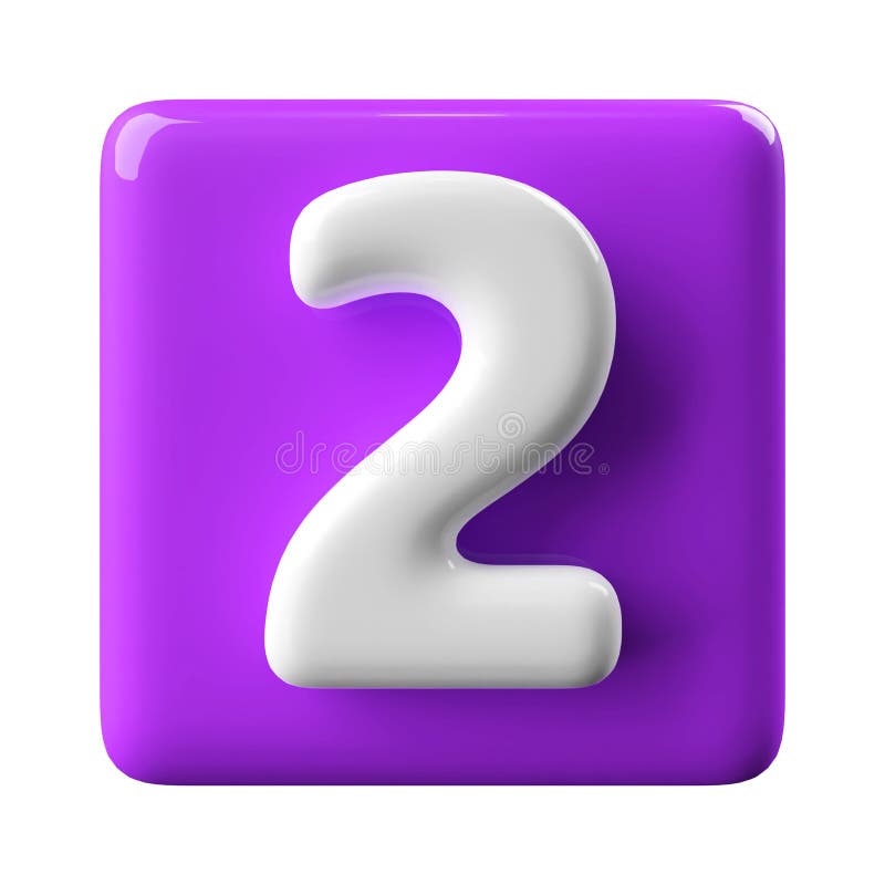 Purple Button 3D Number 2 stock illustration. Illustration of letter ...