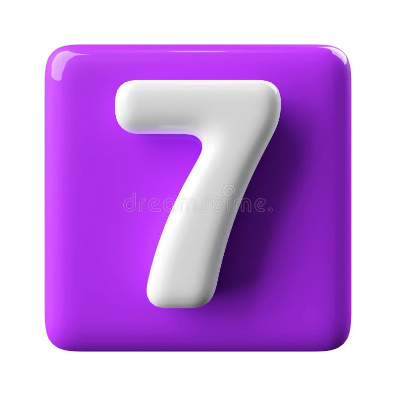 Purple Button 3D Number 7 stock illustration. Illustration of render ...