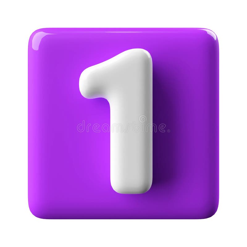 Purple Button 3D Number 1 stock illustration. Illustration of digit ...