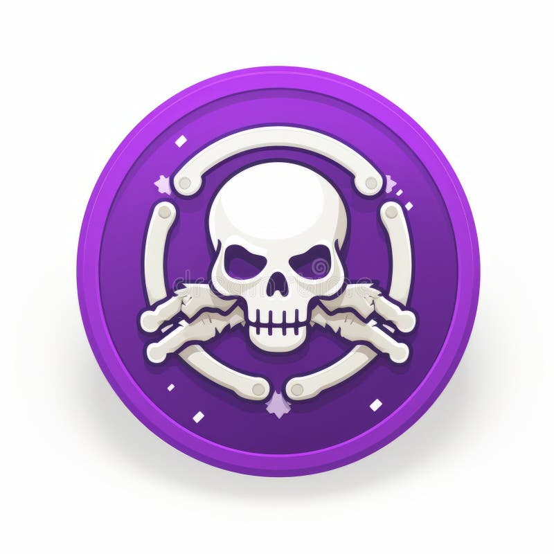 A Purple Button with a Skull and Crossbones on it Stock Illustration ...