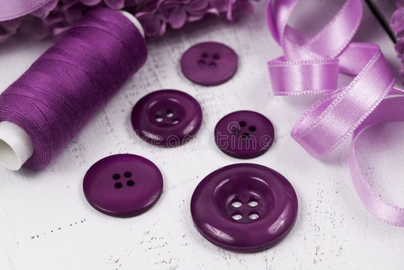 Purple Buttons with Ribbon Background Stock Photo - Image of joyful ...