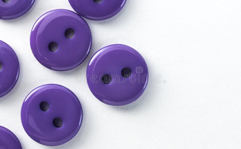 Purple Buttons of Different Shape and Size on the White Background ...