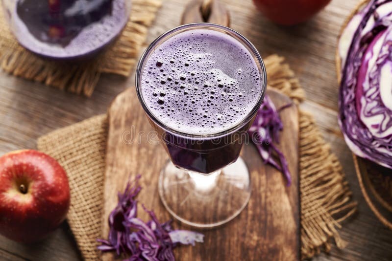Purple Cabbage Juice in a Glass Stock Image - Image of juice, natural ...