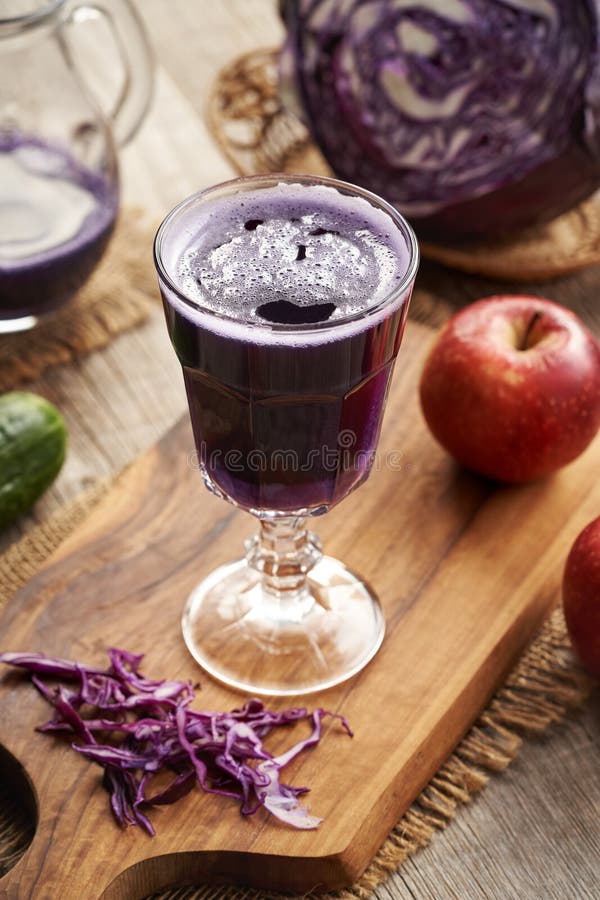 Purple Cabbage Juice in a Glass Cup Stock Photo - Image of natural ...