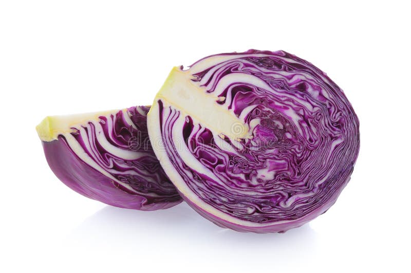 Purple Cabbage Slice on White Background Stock Photo - Image of slice ...