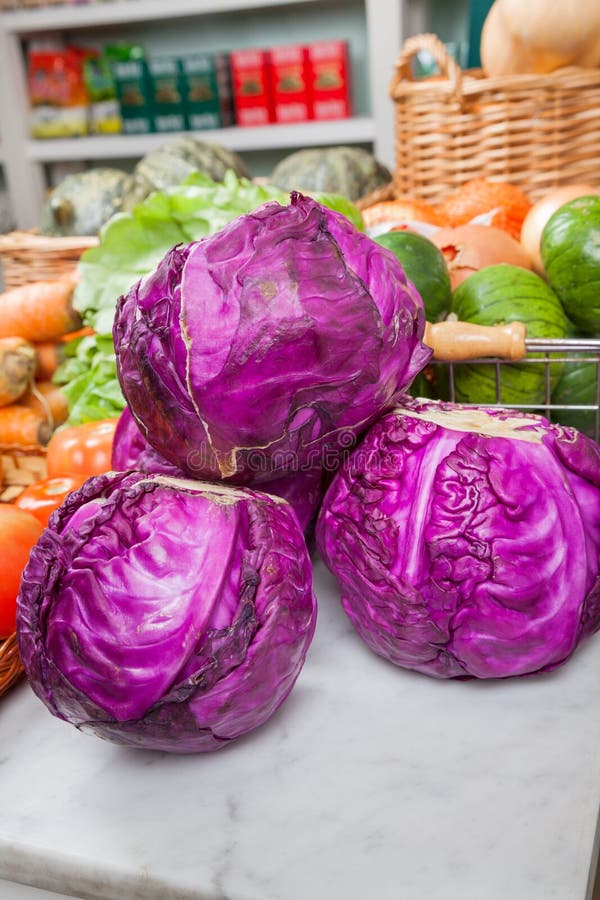 Purple Cabbage Vegetables on Table Stock Photo - Image of closeup ...