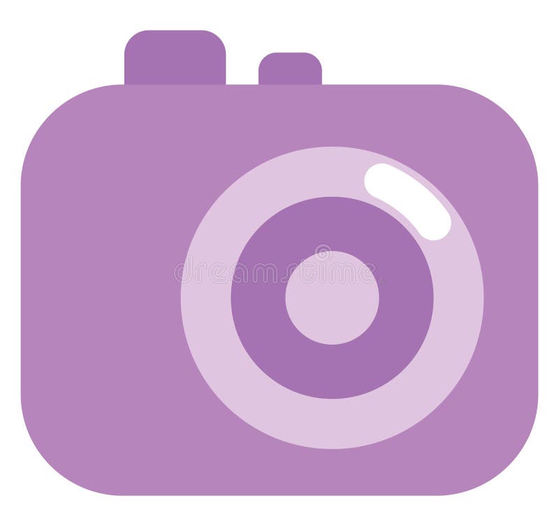 Purple camera, icon stock vector. Illustration of lens - 260378820