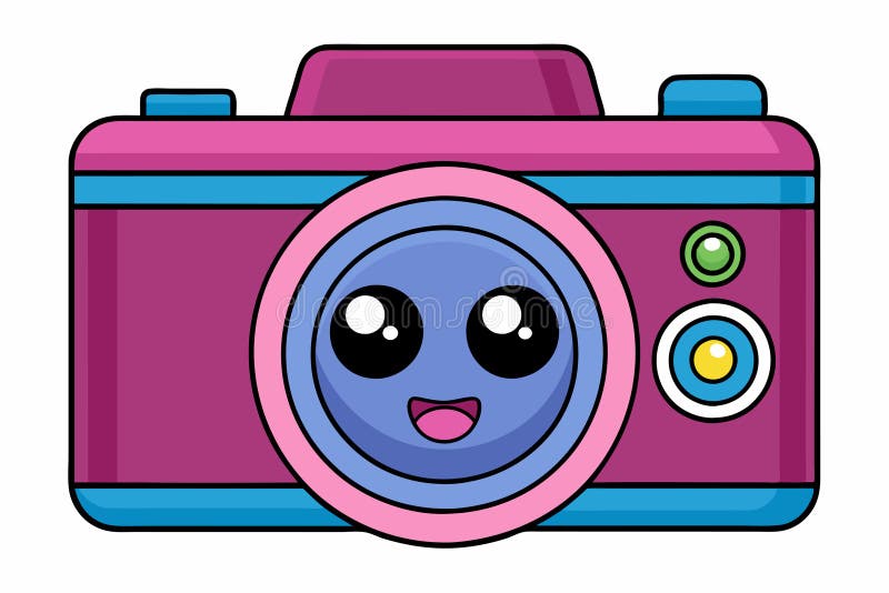 A Purple Camera with a Smiling Face and Big, Shiny Eyes Stock ...