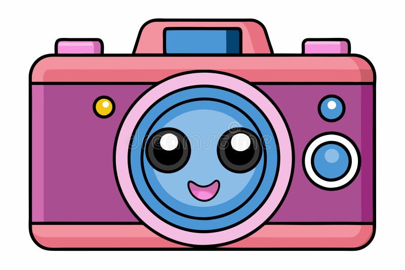 A Purple Camera with a Smiling Face and Big, Shiny Eyes Stock ...