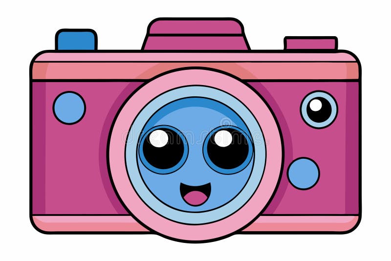A Purple Camera with a Smiling Face and Big, Shiny Eyes Stock ...