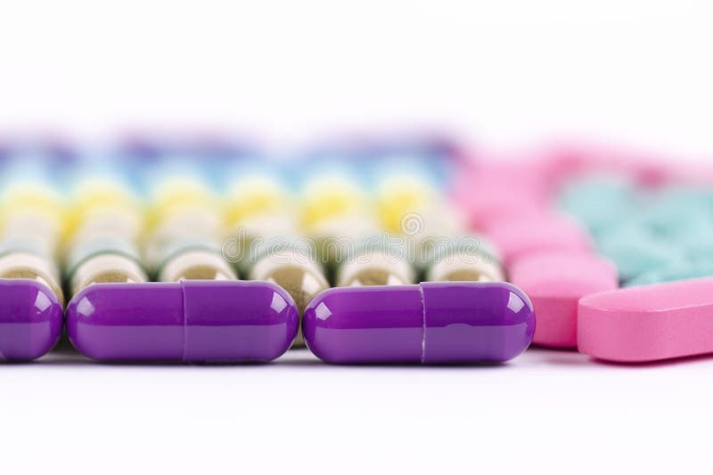PURPLE (VIOLET) PILLS CLOSE UP Stock Image - Image of violet, medicine ...