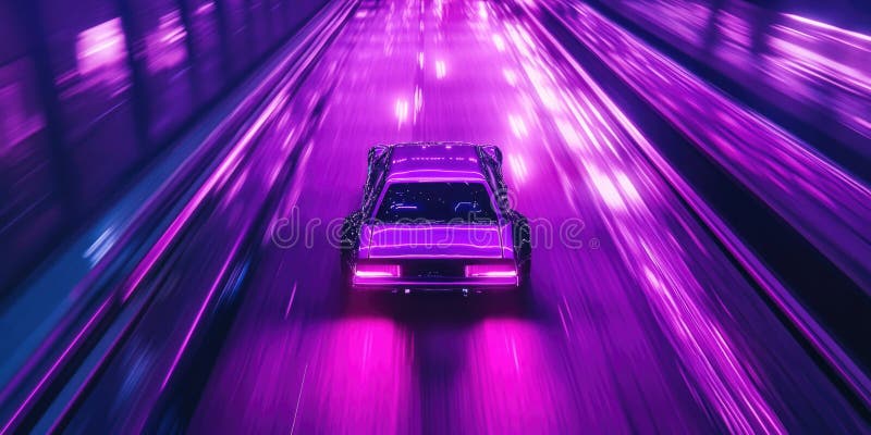 Purple Car is Driving Down a Road with a Purple Background Stock Photo ...