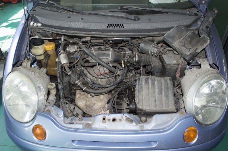 Purple Car Engine Compartment Stock Photo - Image of clip, corrugation ...