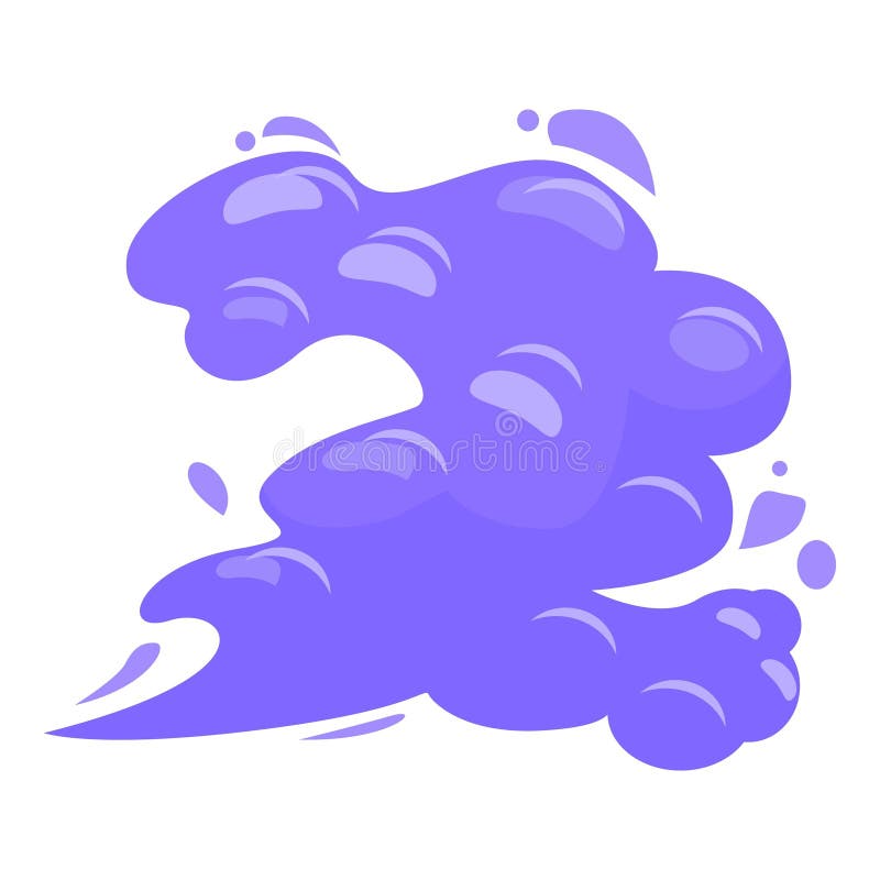 Purple Cartoon Cloud is Floating and Blowing Steam Stock Vector ...