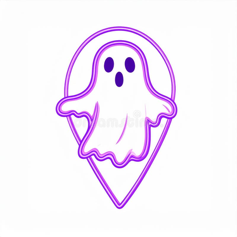 Purple Cartoon Ghost Location Icon Illustration Stock Illustration ...