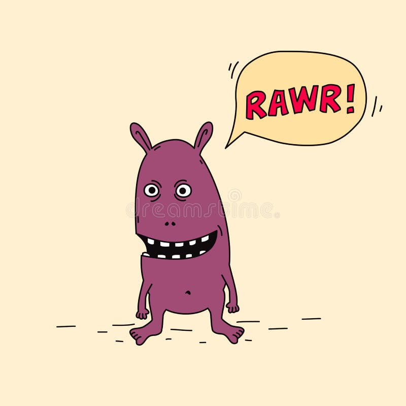 Purple Cartoon Monster is Angry. Stock Illustration - Illustration of ...