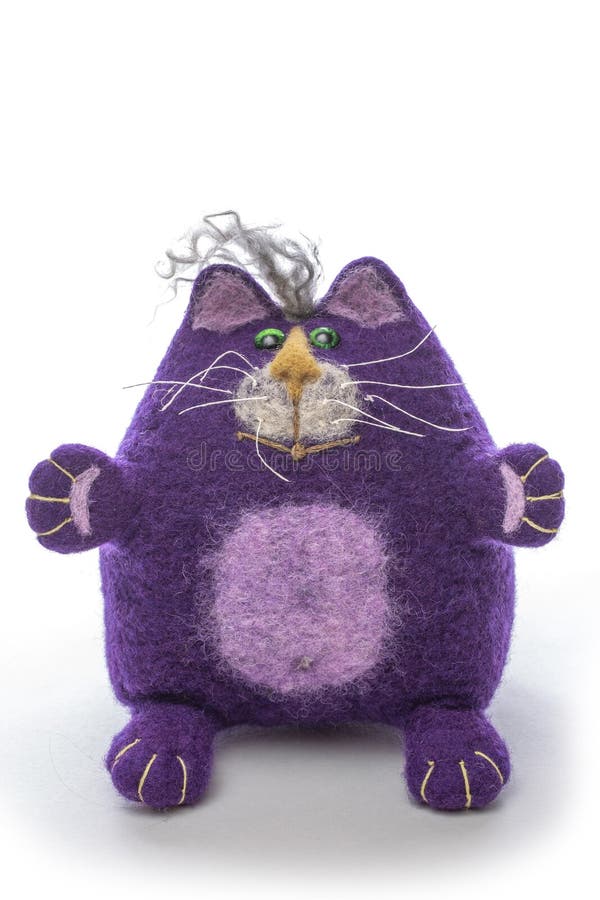 Purple Cat - Soft Toy Made of Felted Wool Stock Image - Image of ...